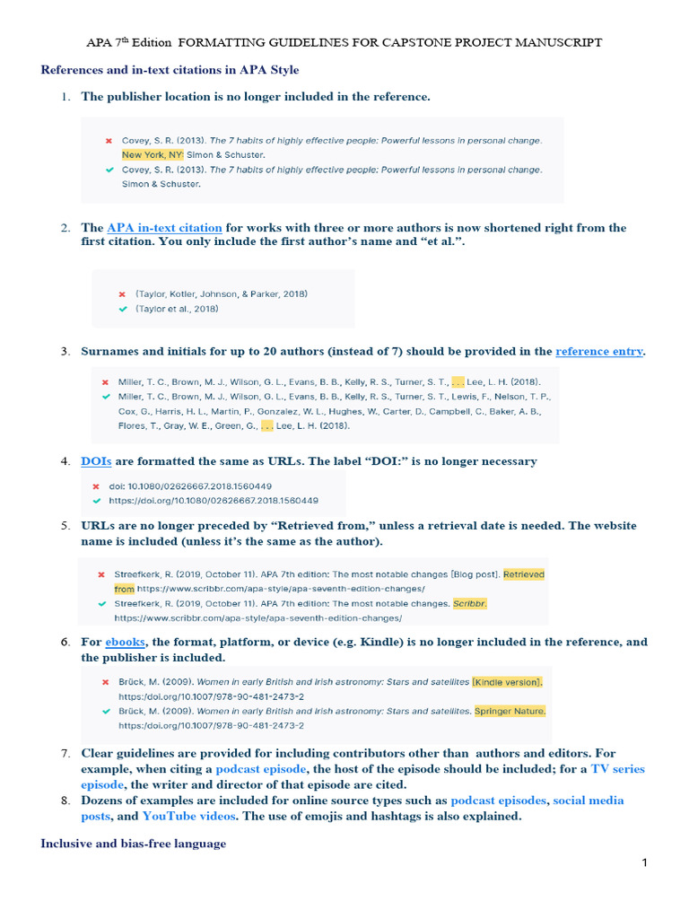 Apa 7th Edition Formatting Guidelines For Capstone Project Manuscript ...