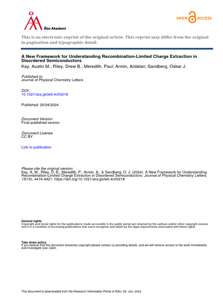 Kay Et Al 2024 A New Framework For Understanding Recombination Limited ...