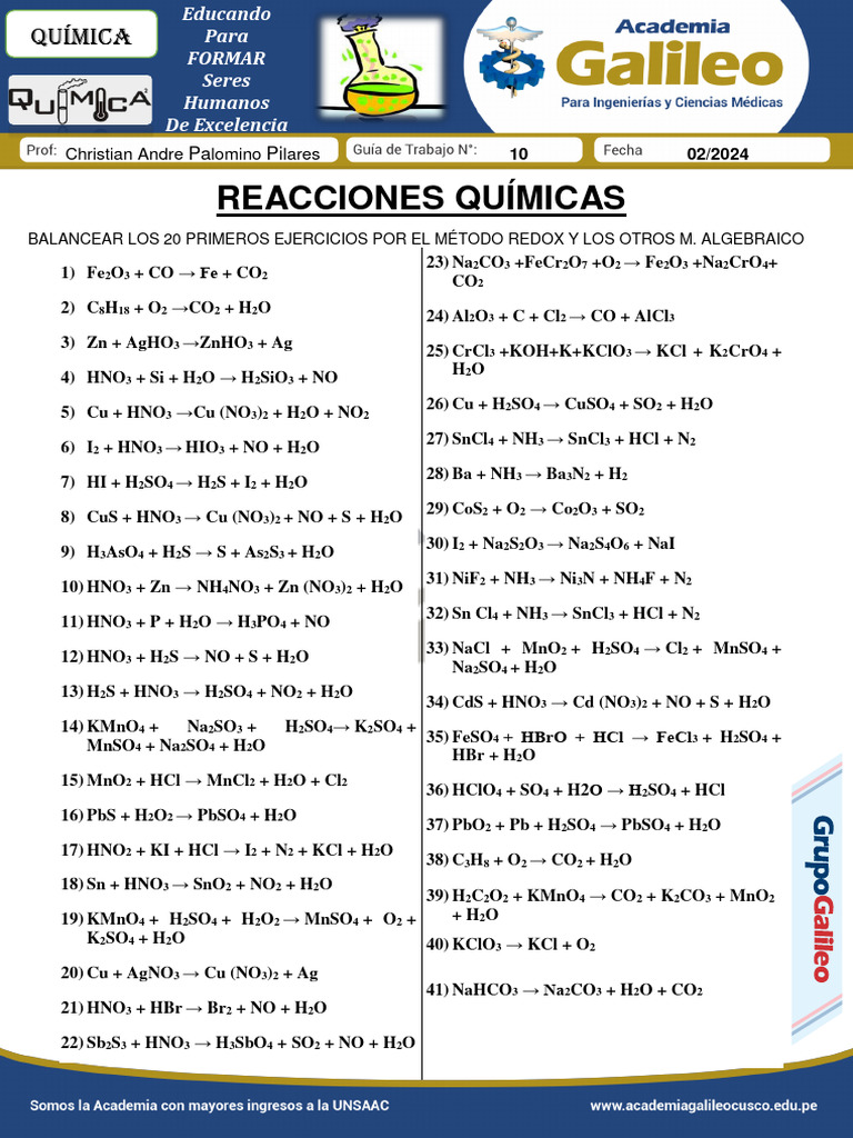 Ejercicios Reacciones Redox | PDF | Redox | Sustancias químicas