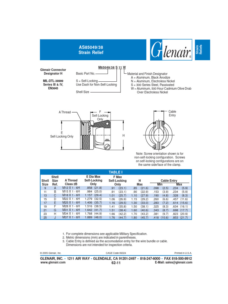 Glenair - M85049-38-15W Backshell | PDF | Metalworking | Manufactured Goods