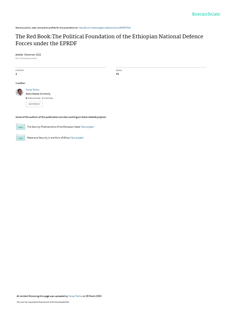 The Red Book:The Political Foundation of The Ethiopian National Defence ...