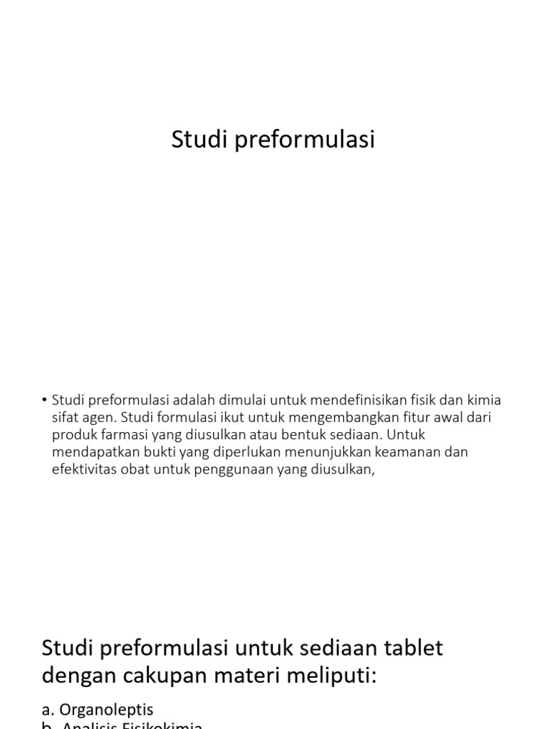Studi Preformulasi | PDF | Sains & Matematika