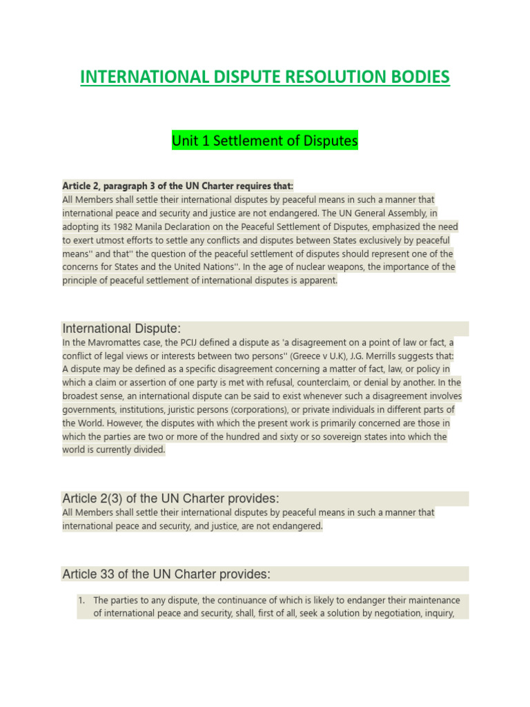 International Dispute Resolution Bodies | PDF | International Criminal Court | International Law