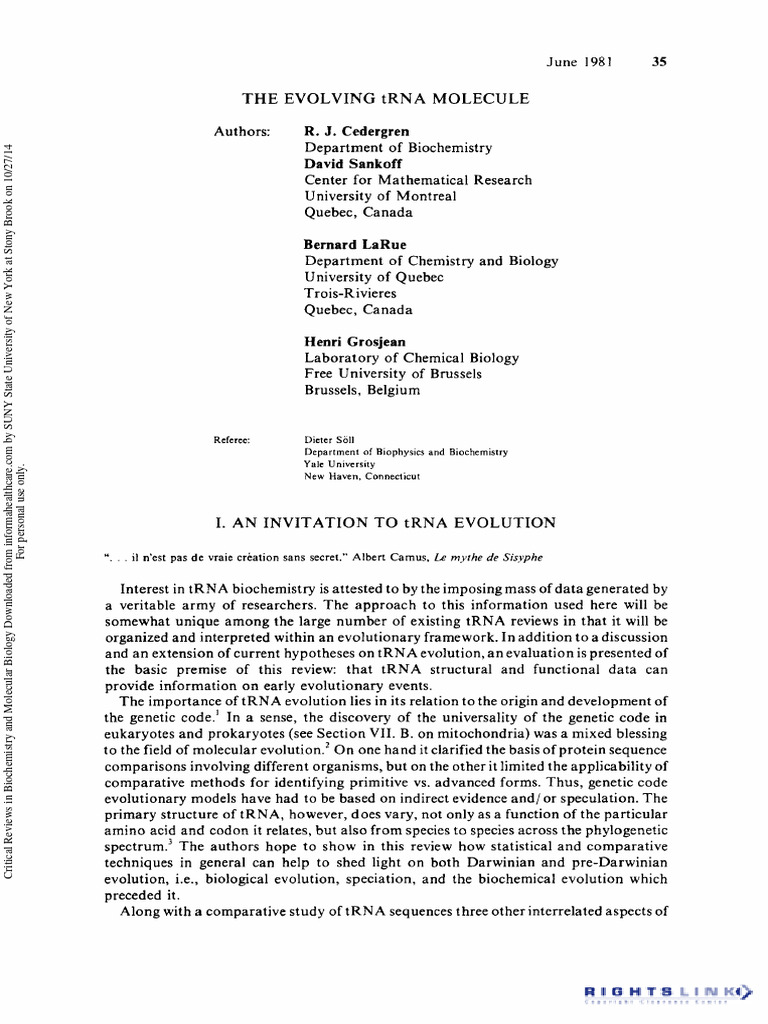 Cedergren 1981 | PDF | Mutation | Nucleic Acid Sequence