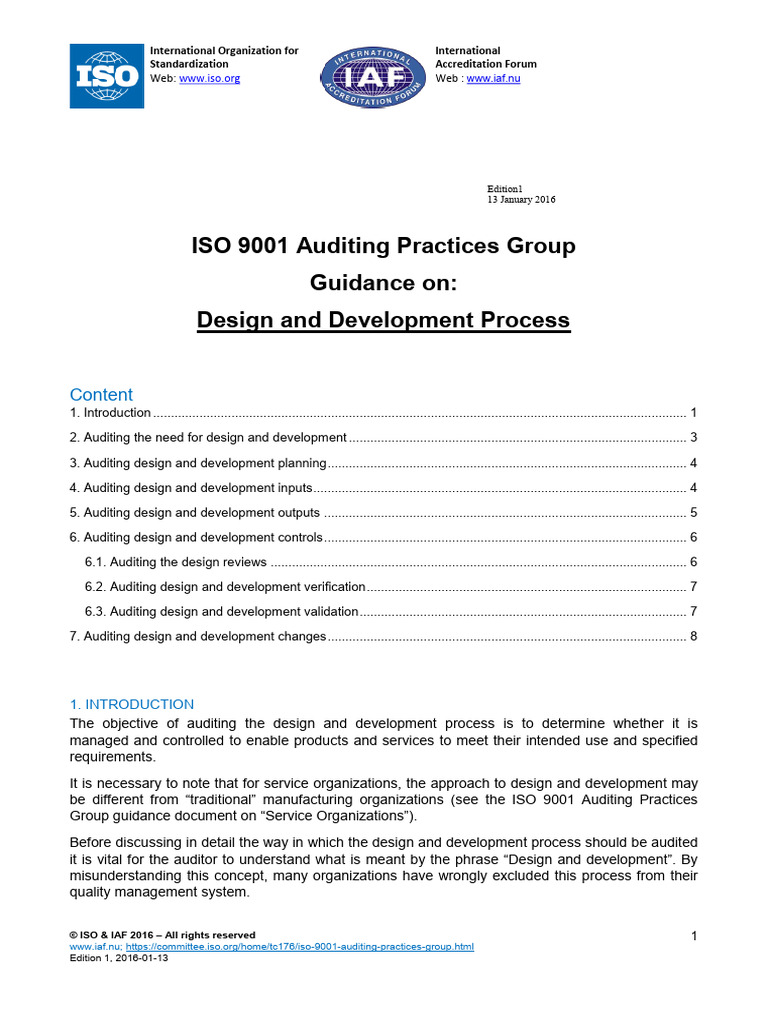 ISO TC 176 TF APG Design&Development | PDF | Audit | Verification And ...