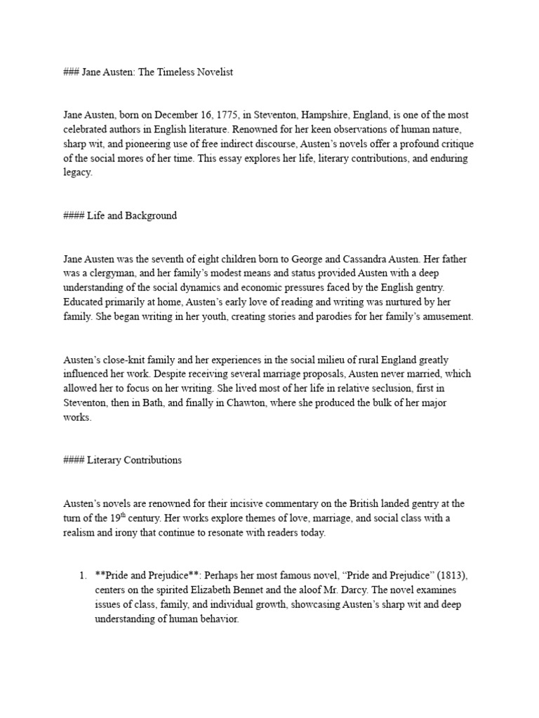 Jane Austen introduction | PDF | Jane Austen | Pride And Prejudice