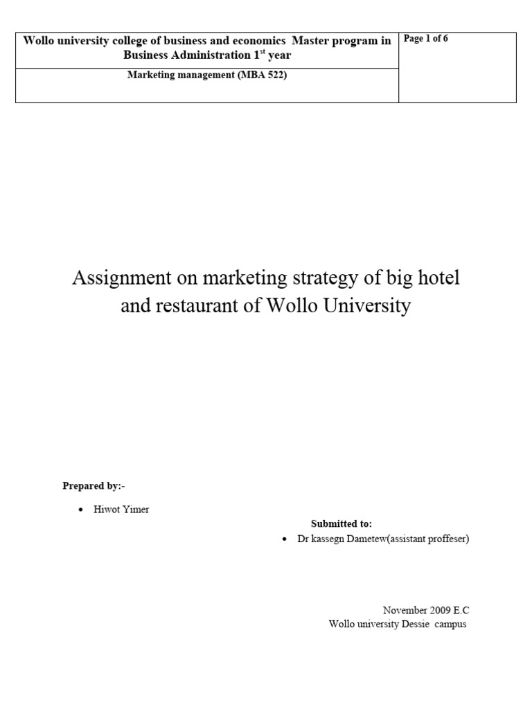 Chapter 1 Assignment | PDF | Marketing | Customer