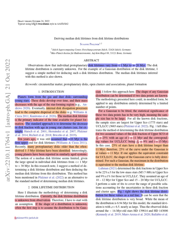 Deriving Median Disk Lifetimes From Disk Lifetime Distributions Pdf Astronomy