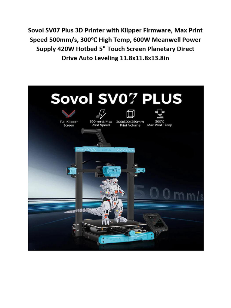 Sovol SV07 Plus 3D Printer | PDF | Computers