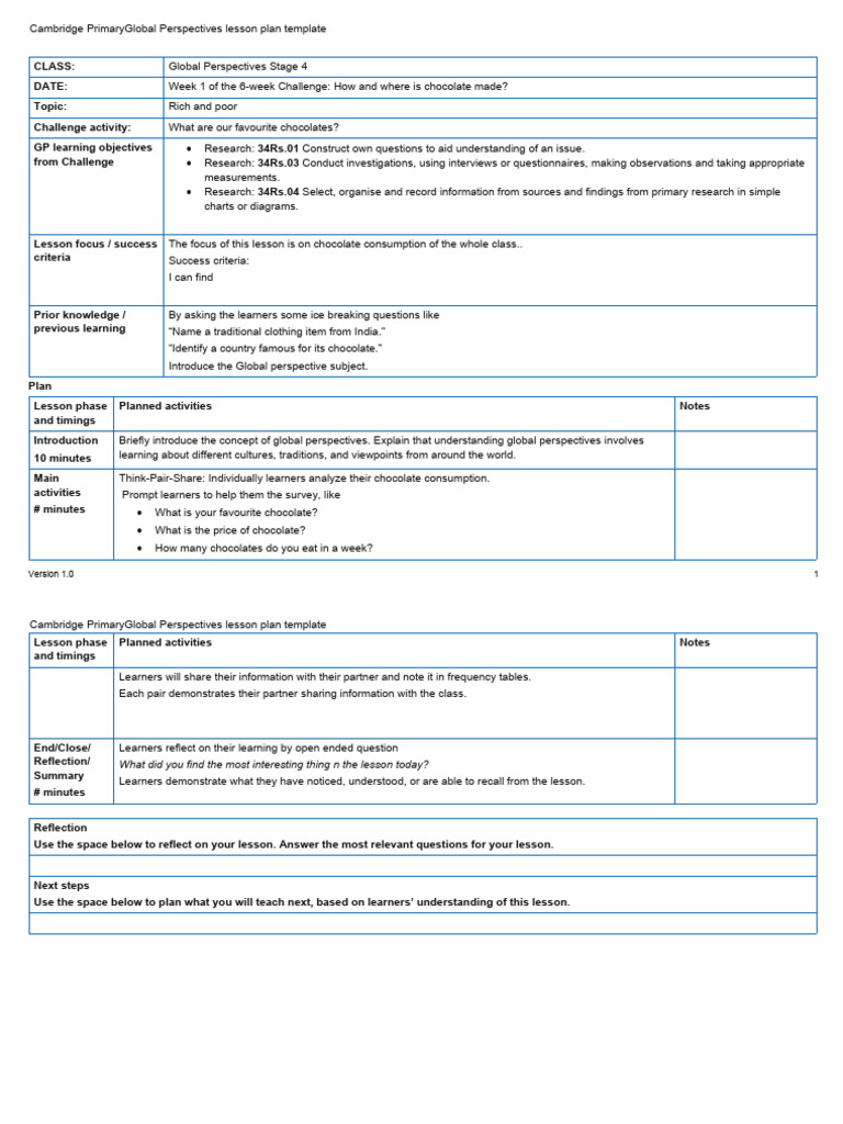 Primary Lesson Plan Template tcm142-661926 | PDF | Learning | Lesson Plan