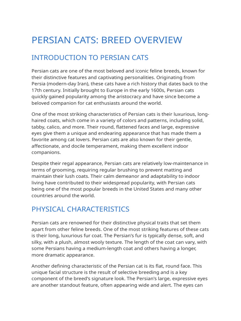 Persian Cats - Breed Overview | PDF | Cats