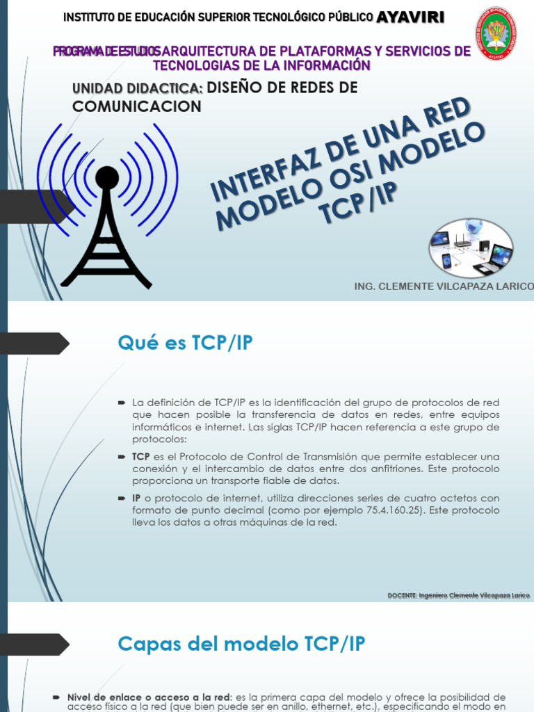 Sesión de Aprendizaje #06 Interfaz de Una Red Modelo Osi Modelo Tcp-Ip ...