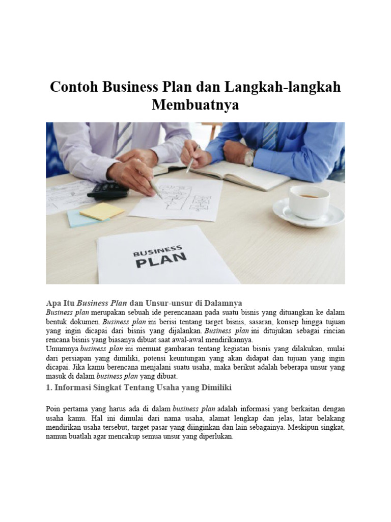Contoh Business Plan Dan Langkah | PDF