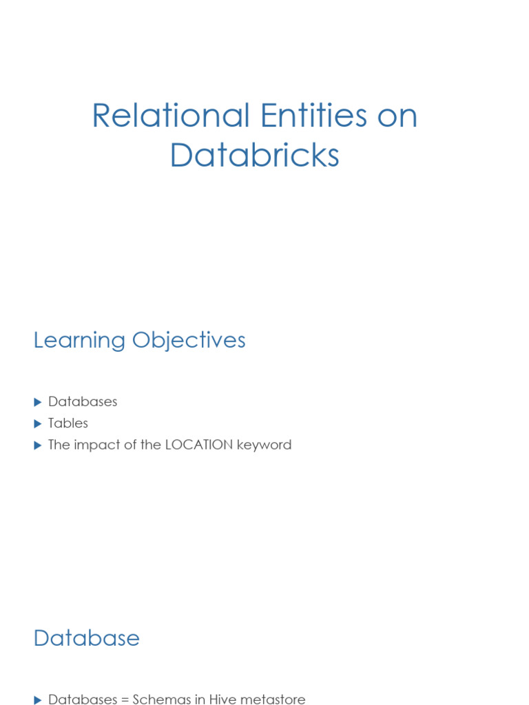 005 Relational-Entities-on-Databricks | PDF | Databases | Database Schema