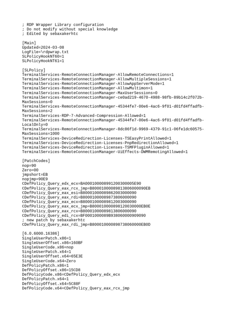 Rdpwrap Ini | PDF | Microsoft Windows