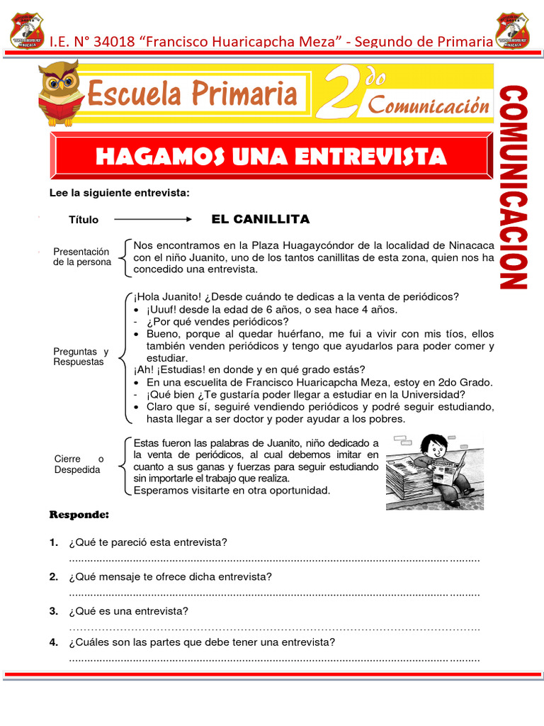 Hagamos Una Entrevista para SEGUNDO de Primaria | PDF | Relaciones ...
