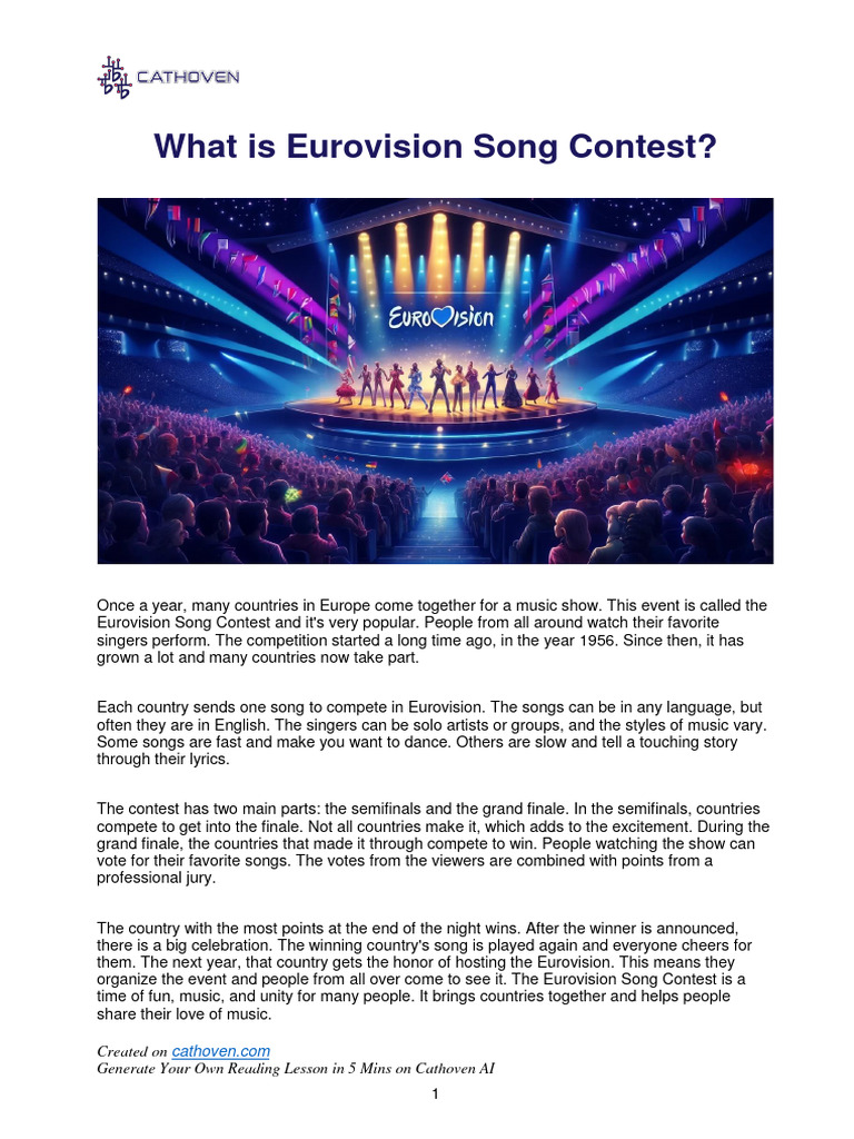 What Is Eurovision Song Contest?: Created On Generate Your Own Reading ...