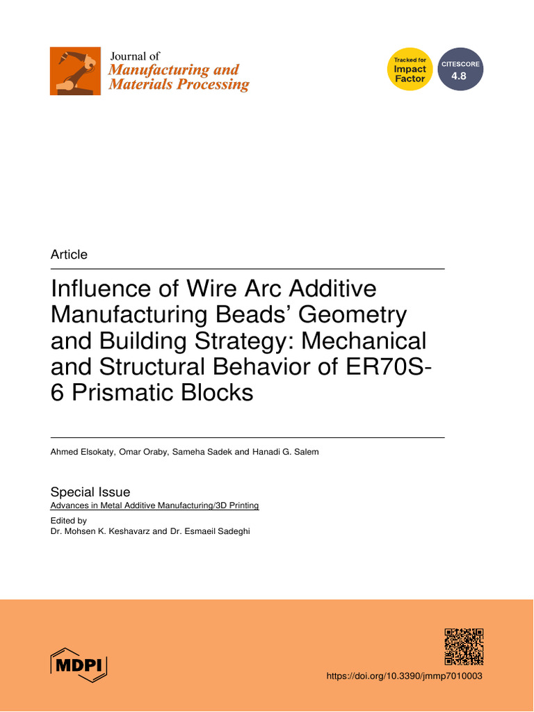Influence of Wire Arc Additive Manufacturing Beads’ Geometry and ...