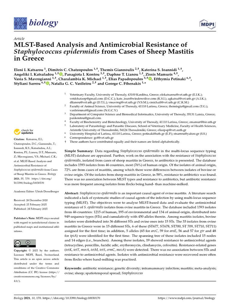 Article Application MLST 2 | PDF | Staphylococcus | Antimicrobial Resistance