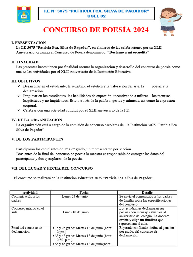 Bases Del Concurso de Poesía 2024 | PDF