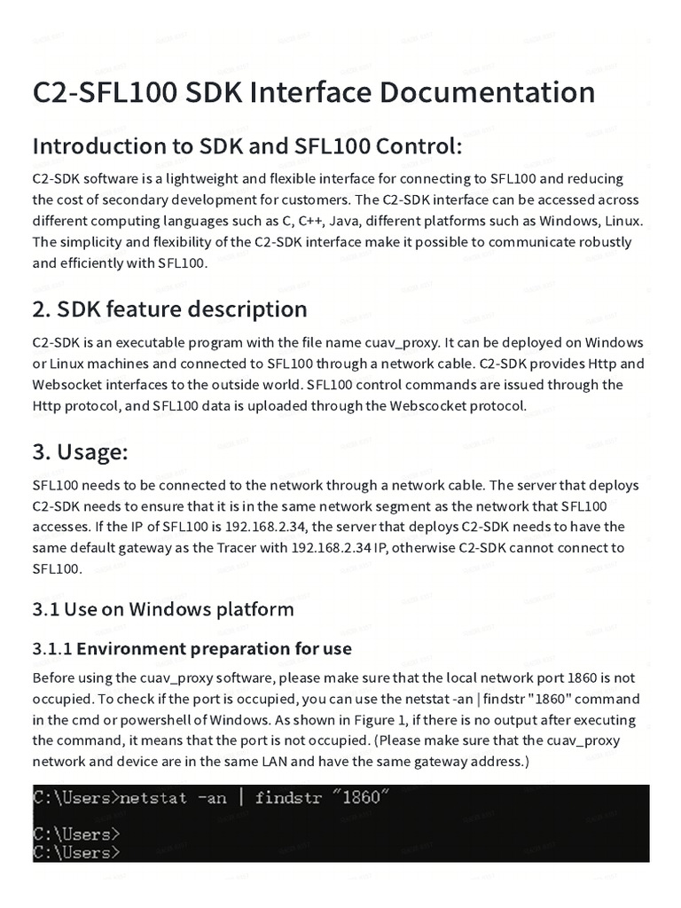 C2-SFL100 SDK Interface Documentation | PDF | Computer Network | Port (Computer Networking)
