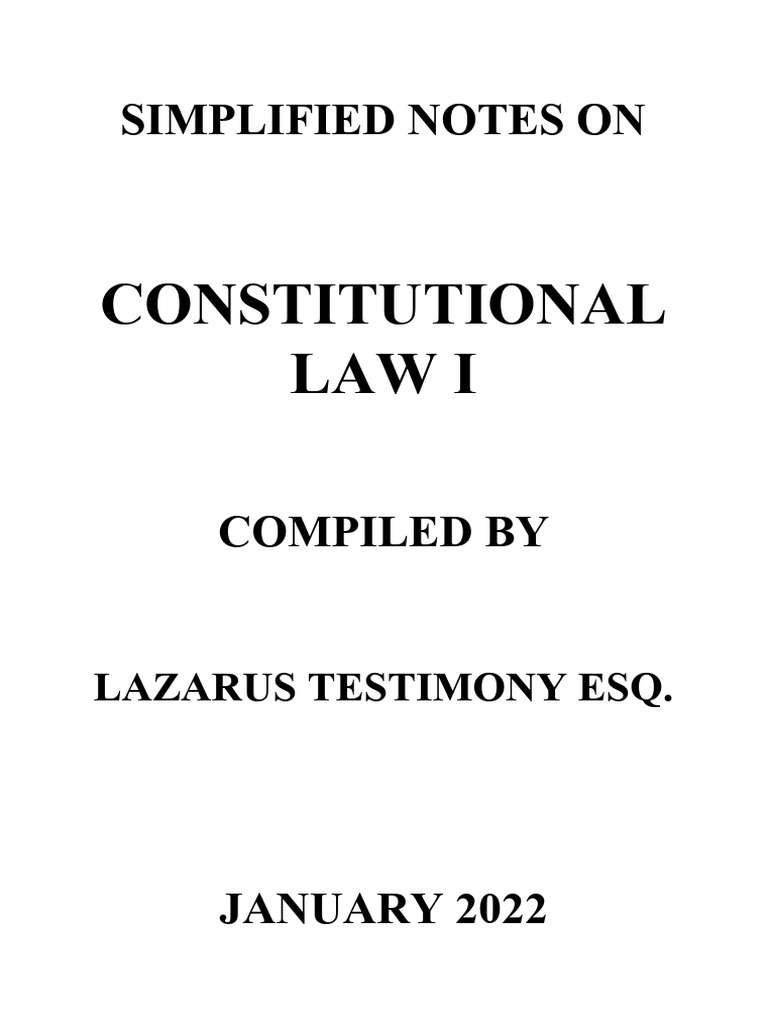 Simplified Notes On Constitutional Law 1 Pdf Separation Of Powers Constitution 
