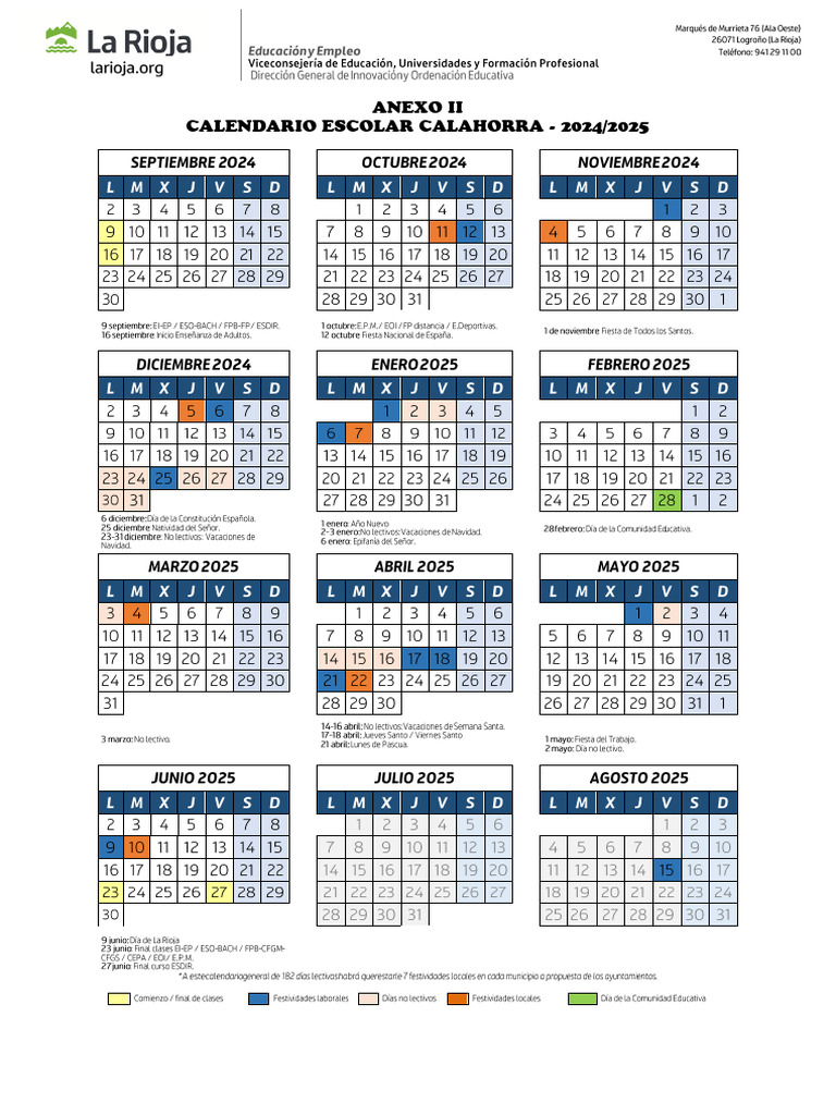 Calendario Escolar Calahorra 24/25 | PDF