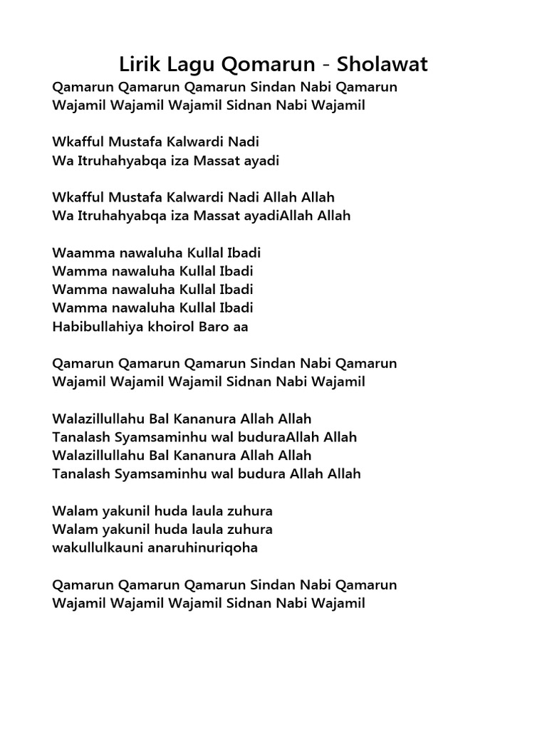 Lirik Lagu Qomarun | PDF