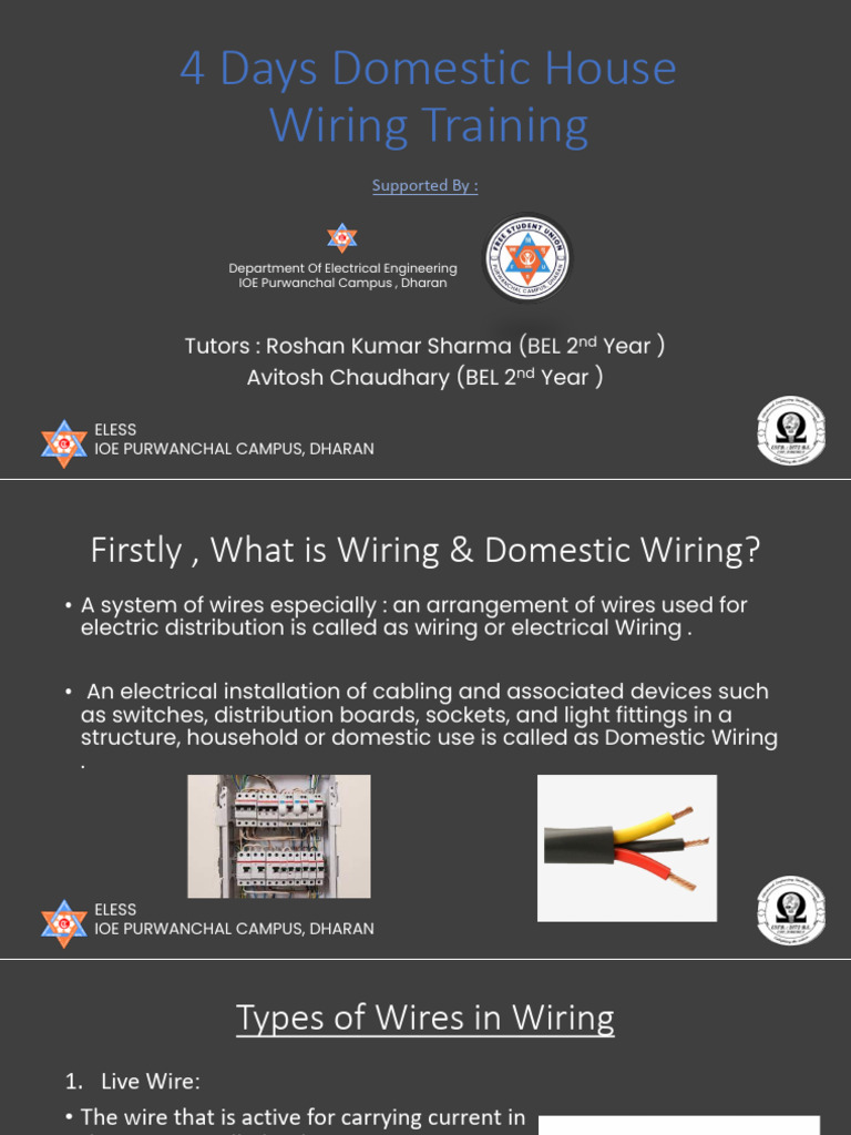 4 Days Domestic House Wiring Training Final 2 | PDF | Series And ...