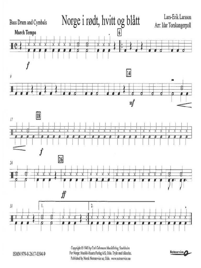 Norge I Rødt, Hvitt Og Blått Basstromme | PDF