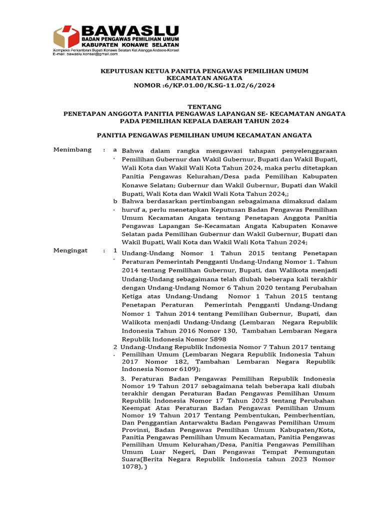 SK PPL PILKADA TAHUN 2024 | PDF