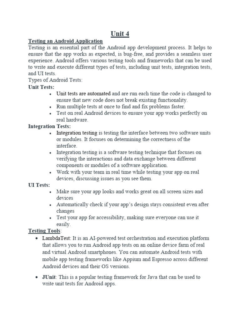 MAD Unit4 | PDF | Mobile App | Android (Operating System)