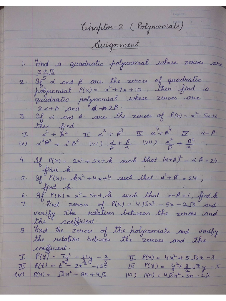 Chapter-2 Polynomial | PDF