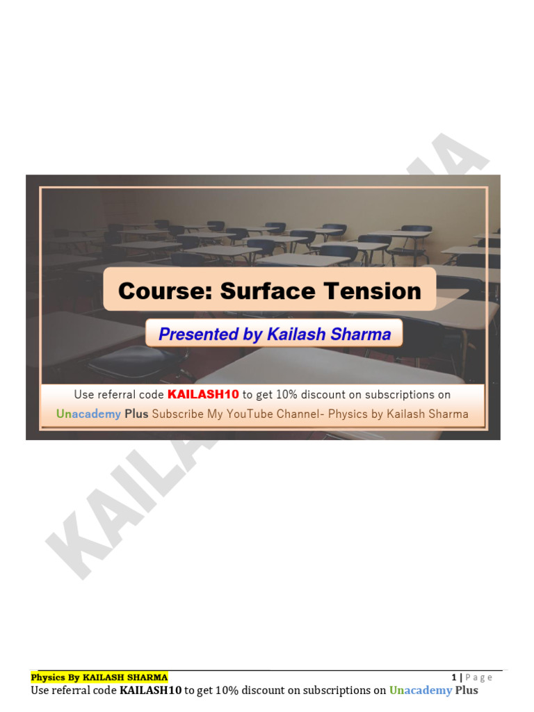 Course: Surface Tension: Presented by Kailash Sharma | PDF | Surface ... Course: Surface Tension: Presented by Kailash Sharma | PDF | Surface ...