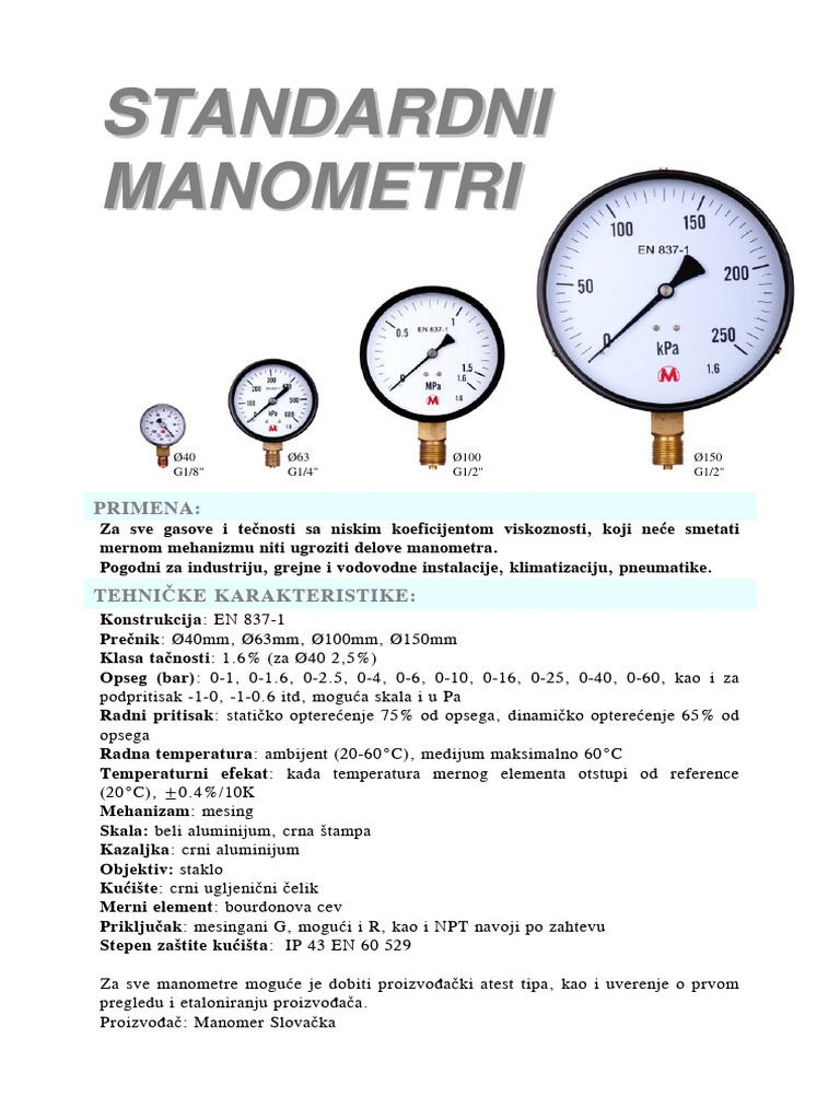 Standardni Manometri | PDF