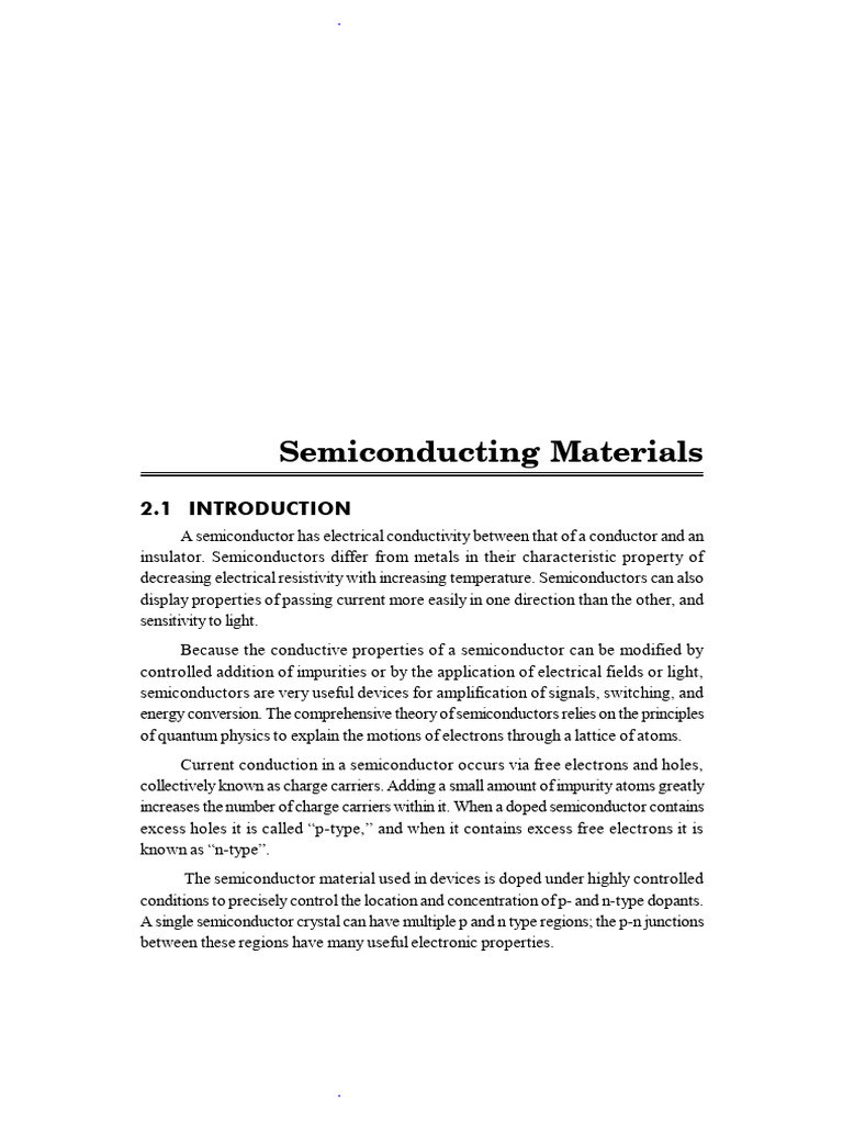 Semi Conducting Material | PDF | Semiconductors | Electrical Resistivity And Conductivity