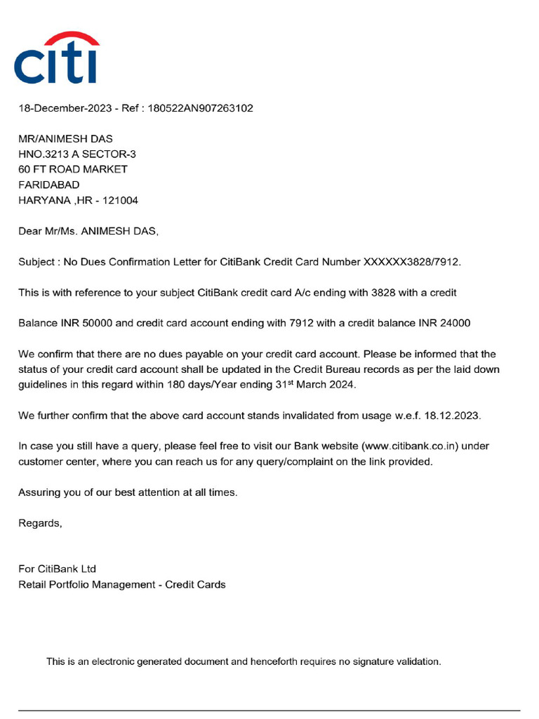 Citibank Card Closure Letter-180522AN-30K | PDF