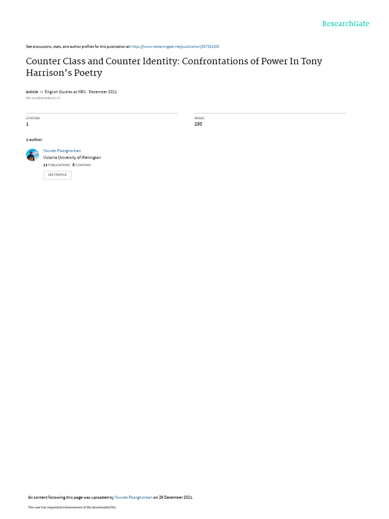 Confrontation of Power in Toni Harrison | PDF | Poetry