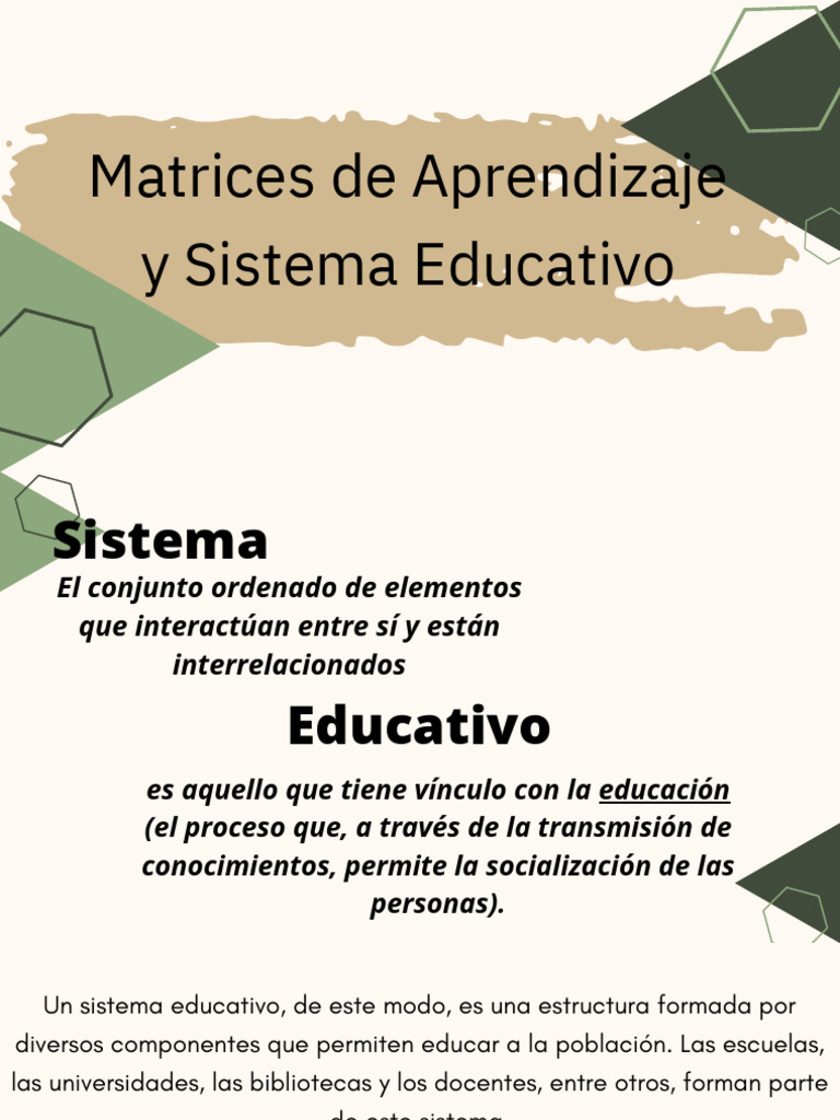 Matrices de Aprendizaje y Sistema Educativo | PDF | Aprendizaje | Enseñando