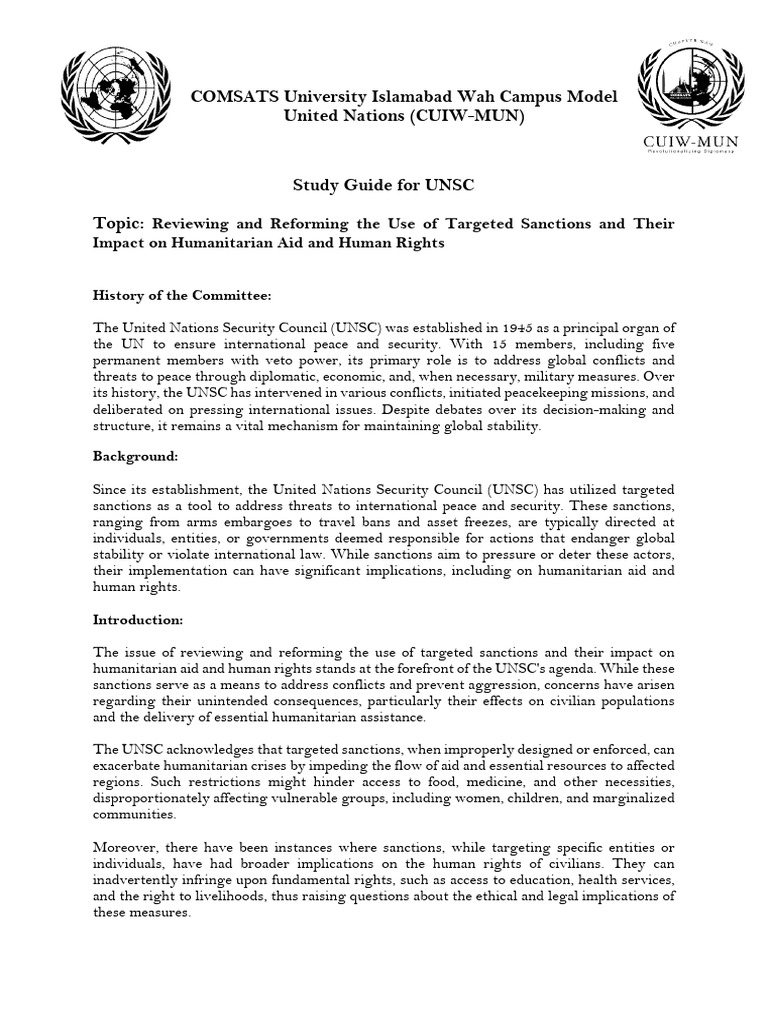 Study Guide UNSC | PDF | Humanitarian Aid | United Nations Security Council