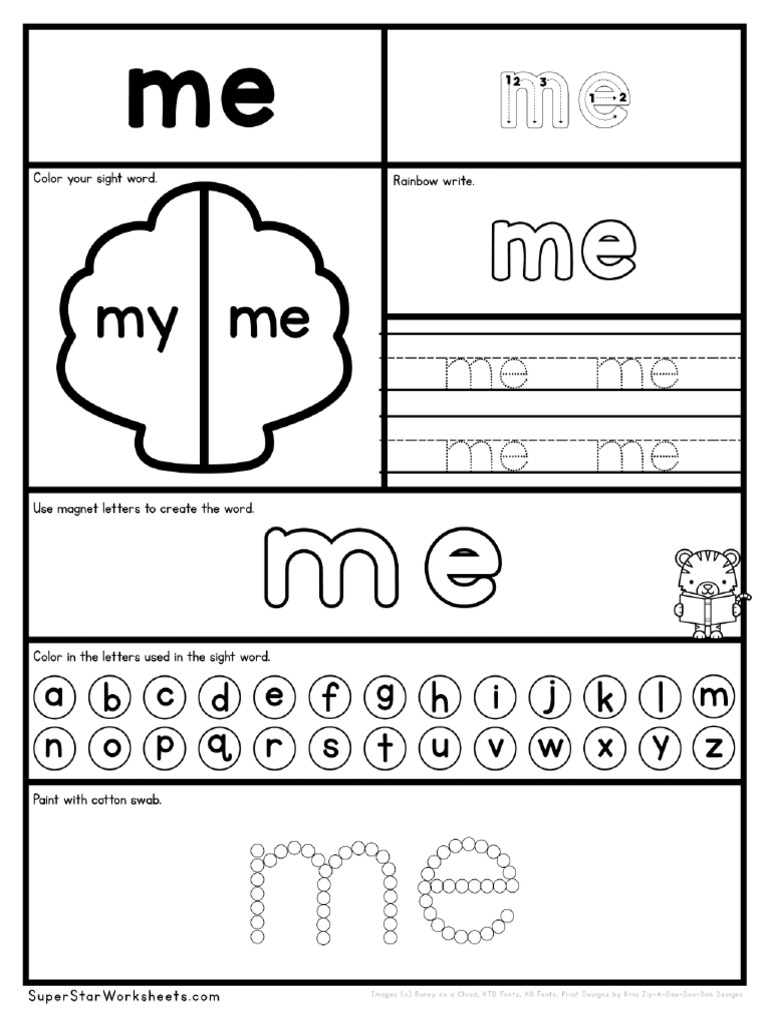 Preschool Sight Word Worksheet ME | PDF