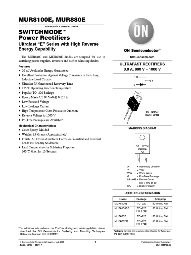 Mur8100e D-1811920 | PDF | Rectifier | Diode