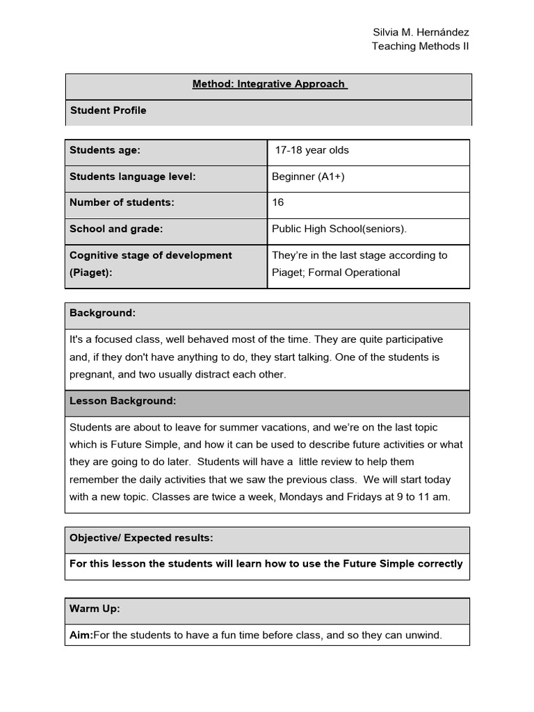 Lesson Plan | PDF | Teaching Method | Teachers