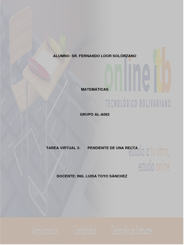 Tarea Virtual 3 Pendiente de Una Recta | PDF | Pendiente | Geometría