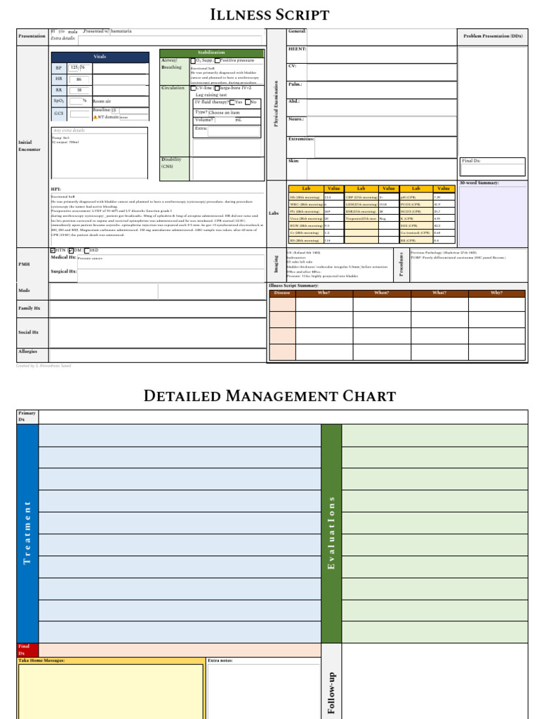 Illness Script - Template | PDF | Medicine | Diseases And Disorders