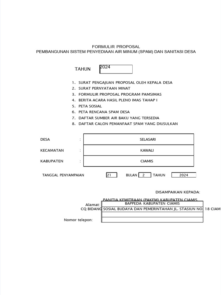 Proposal-Desa-Program-Pamsimas-Iii-Ta-2024 MUMUS | PDF