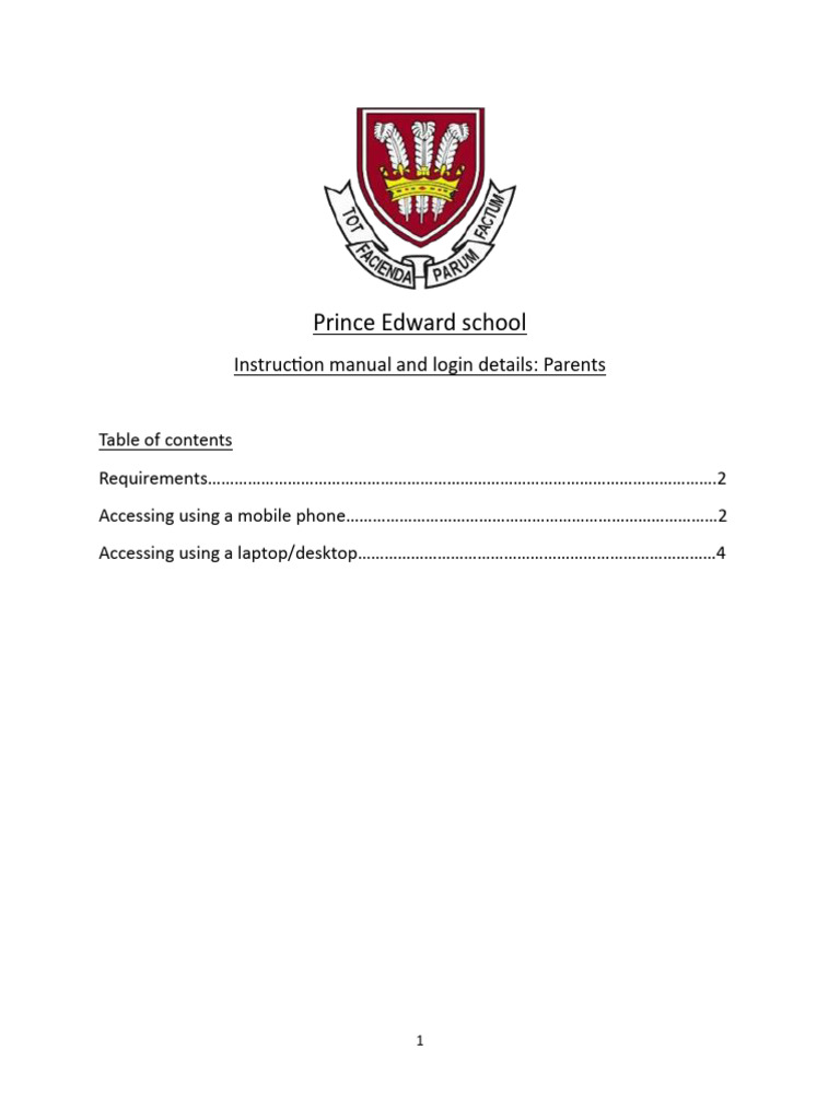 Parent Login Instructions for PE School | PDF | Login | Computing