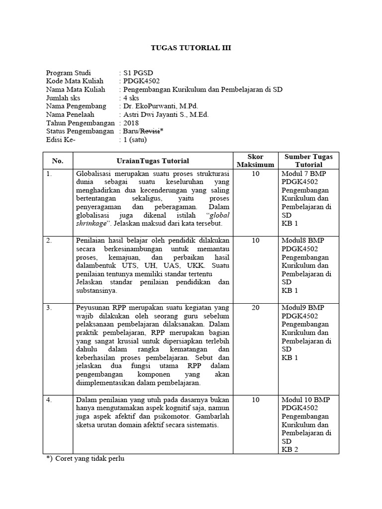 TUGAS TUTORIAL III - Paramita | PDF | Karier & Perkembangan | Pengembangan Diri
