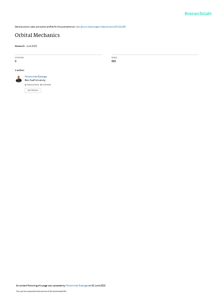 Orbital Mechanics Mohammed e ZZ | PDF | Orbit | Euclidean Vector