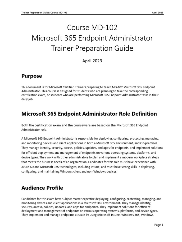 MD 102T00A ENU TrainerPrepGuide | PDF | Cloud Computing | Microsoft Azure
